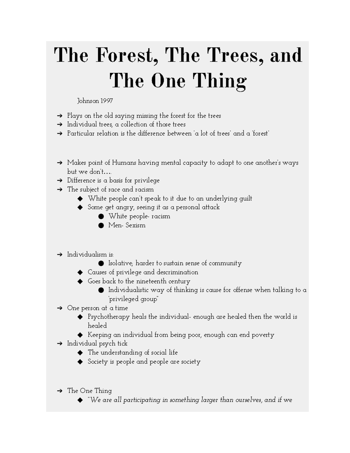 The forest, The Trees, and The One Thing - The Forest, The Trees, and ...