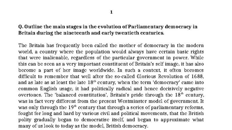 Evolution of British Parliamentary Democracy: 19th-20th Century ...