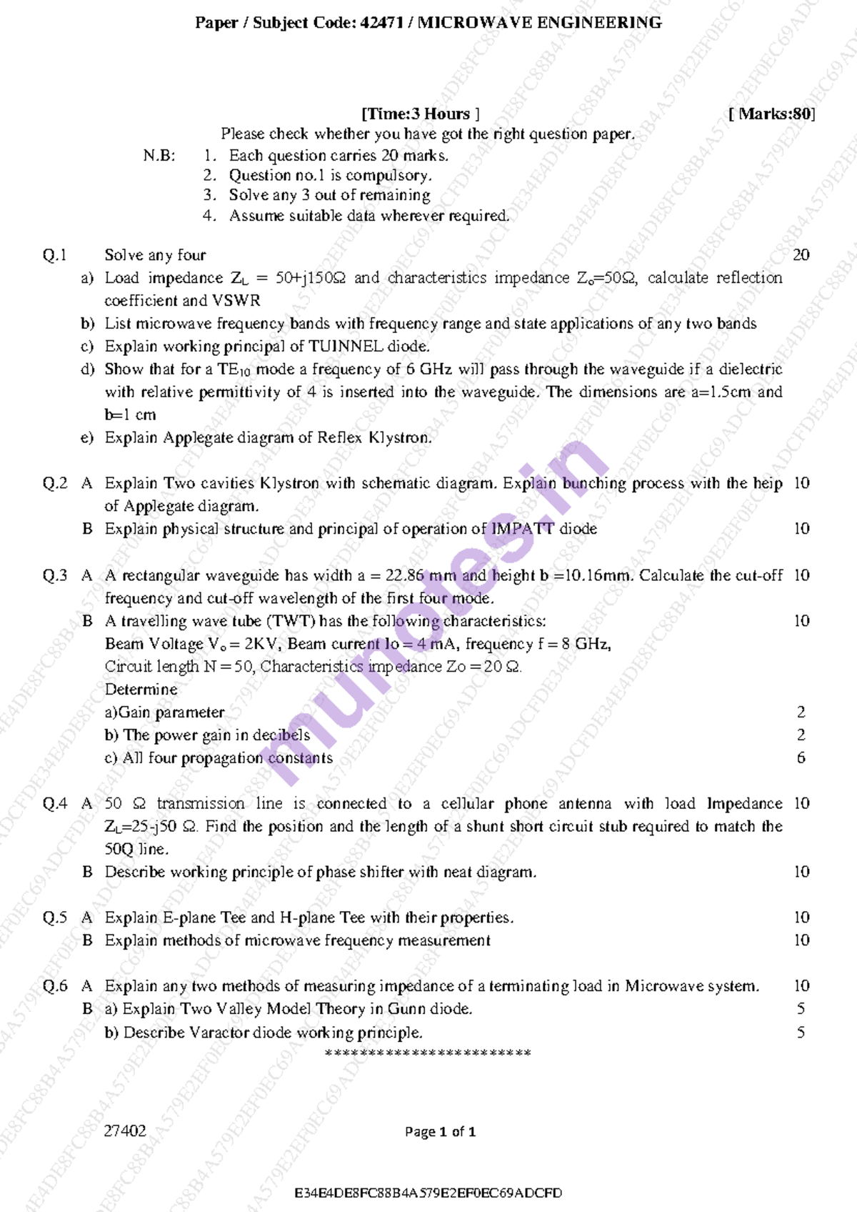 ME 42471 Microwave Engineering Final Exam Paper - May 2023 - Studocu