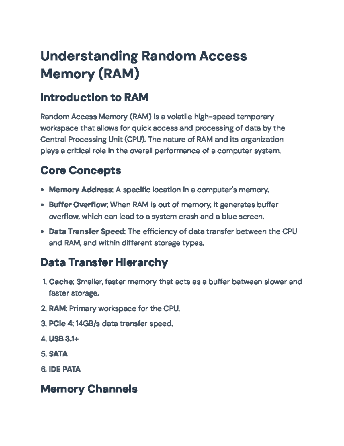 Optimizing Computer Performance: Understanding RAM Concepts and ...
