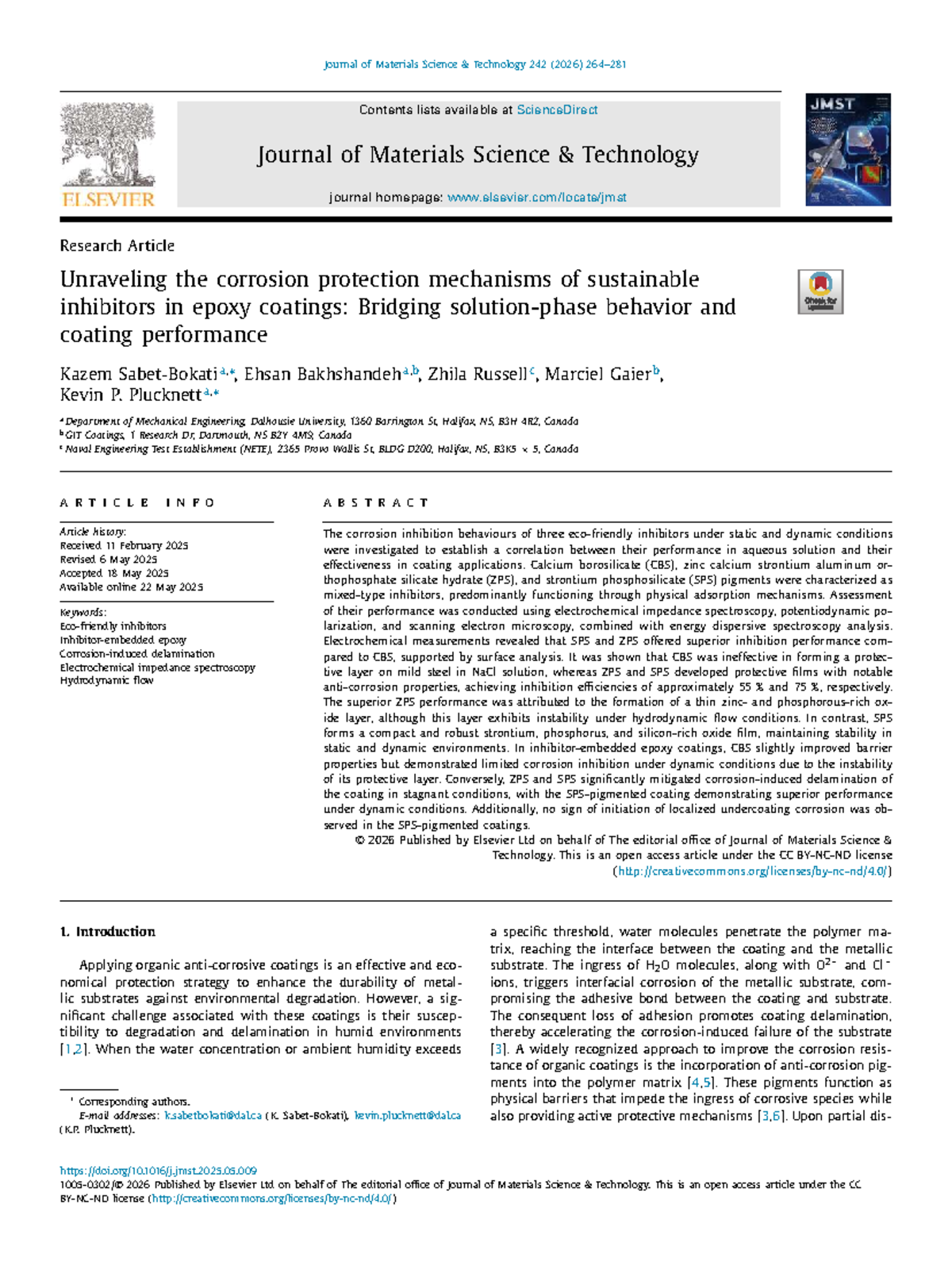 Research Article: Corrosion Protection Mechanisms of Sustainable ...