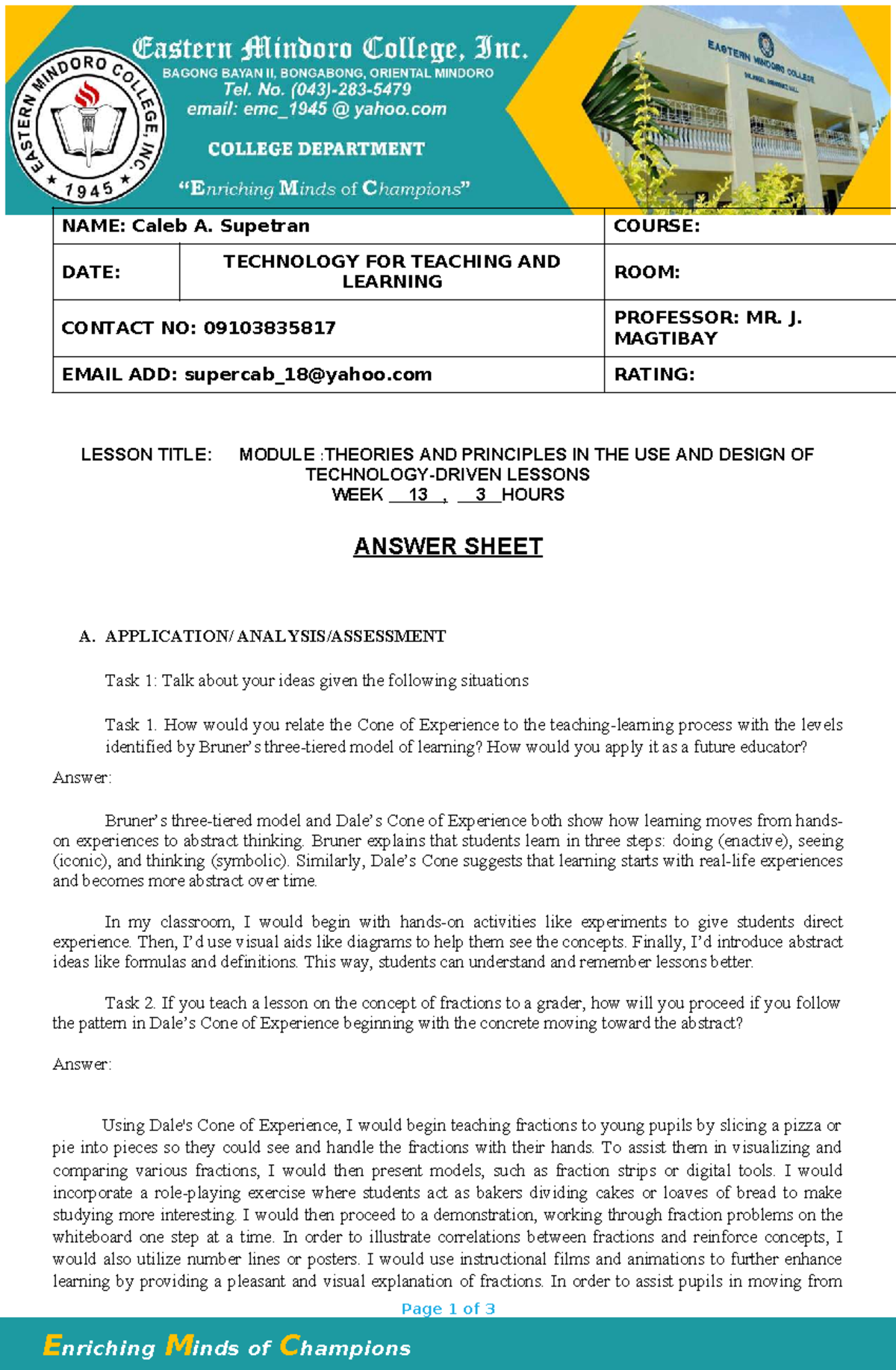 Module 5 Lesson 1: Theories & Principles in Lesson Design - Studocu