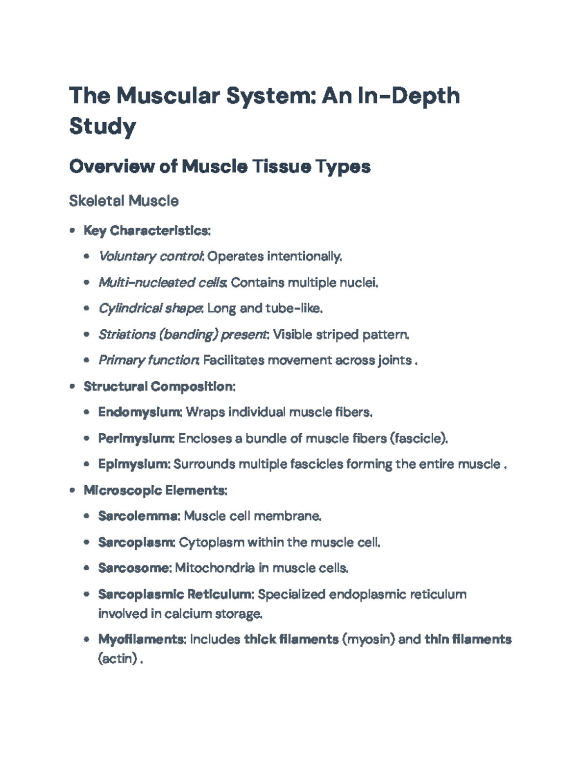 Comprehensive Overview of the Muscular System: Types & Disorders - Studocu