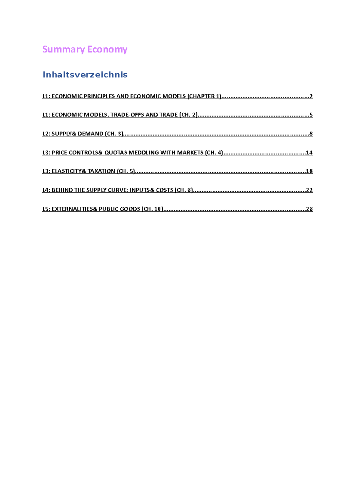 Summary of Economic Principles and Models - 5th Edition - Studocu