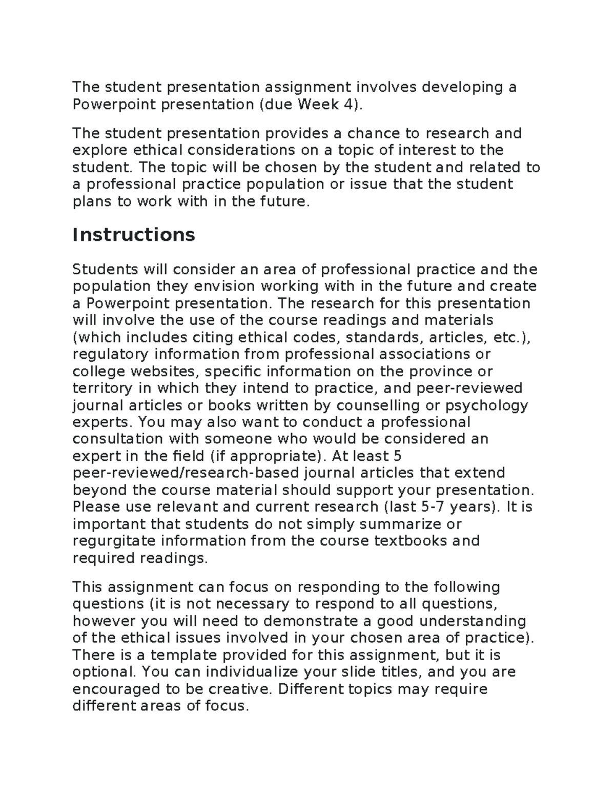 PowerPoint Presentation Assignment: Ethical Considerations in ...