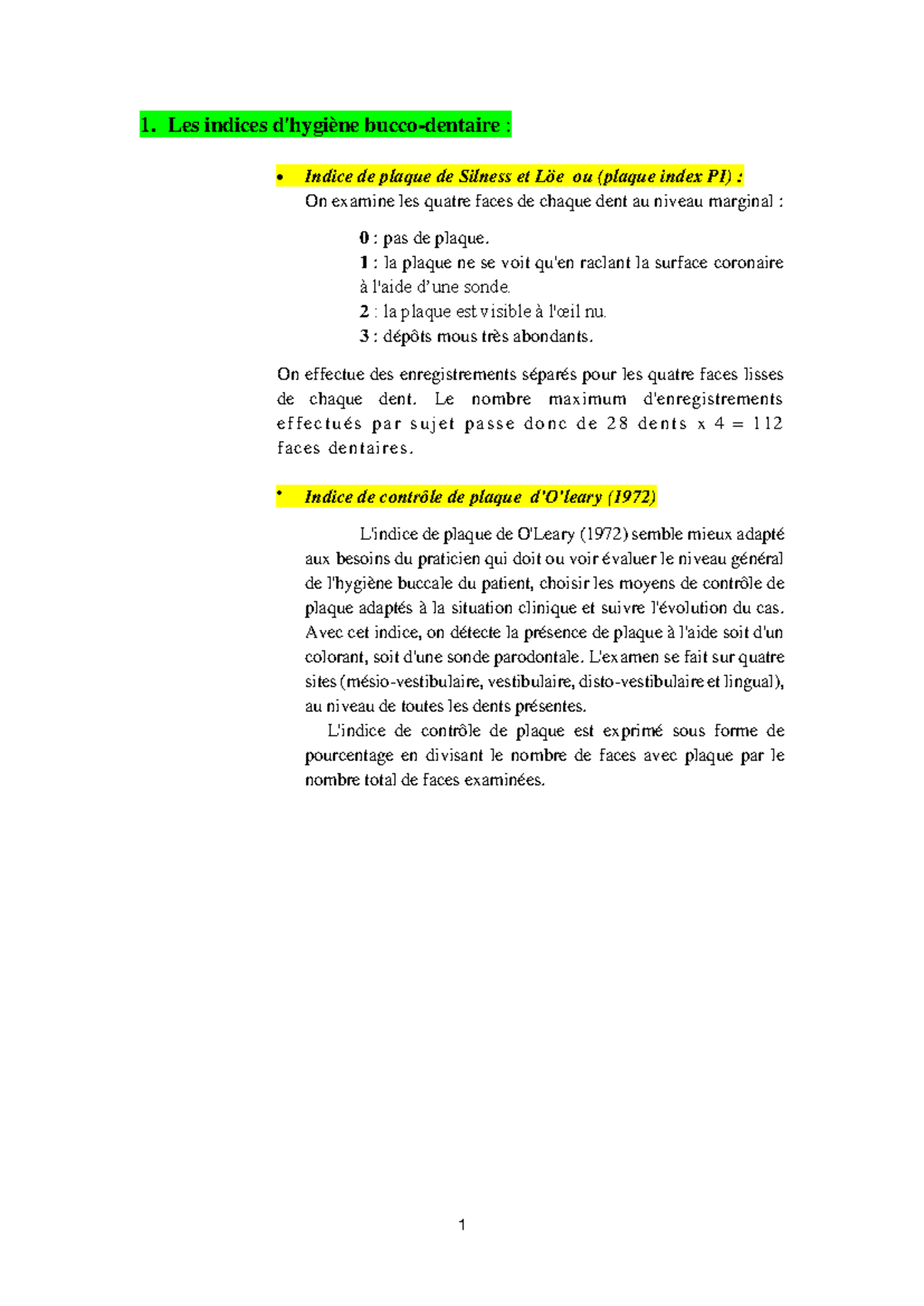 26-Indices d'hygiène bucco-dentaire et d'inflammation dentaire - Studocu