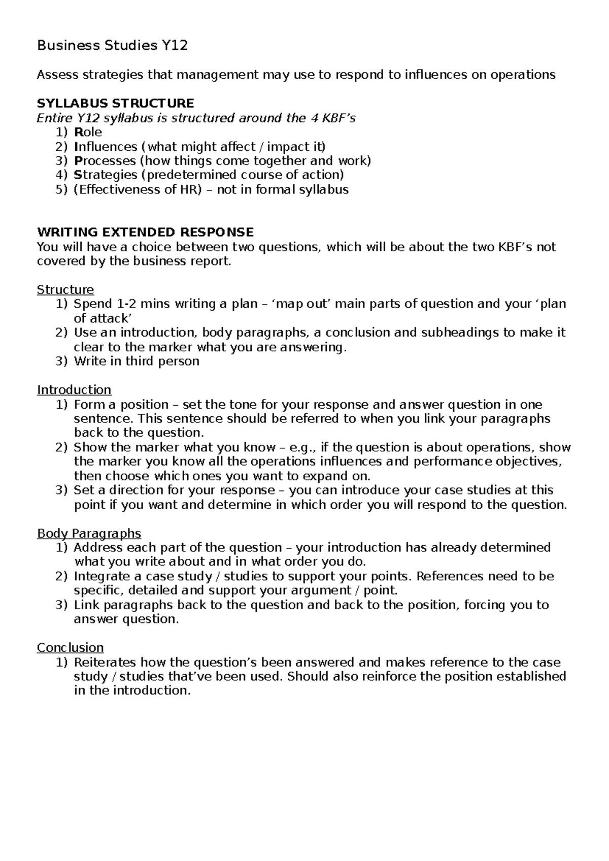 Business Studies HSC[70] - Business Studies Y Assess strategies that ...