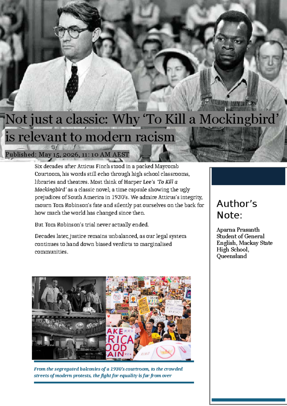 To Kill a Mockingbird: Relevance to Modern Racism - FA2 Draft by Aparna ...