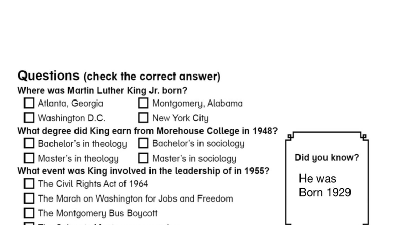 Martin Luther King Jr. Quiz Questions & Answers (AB) - Studocu