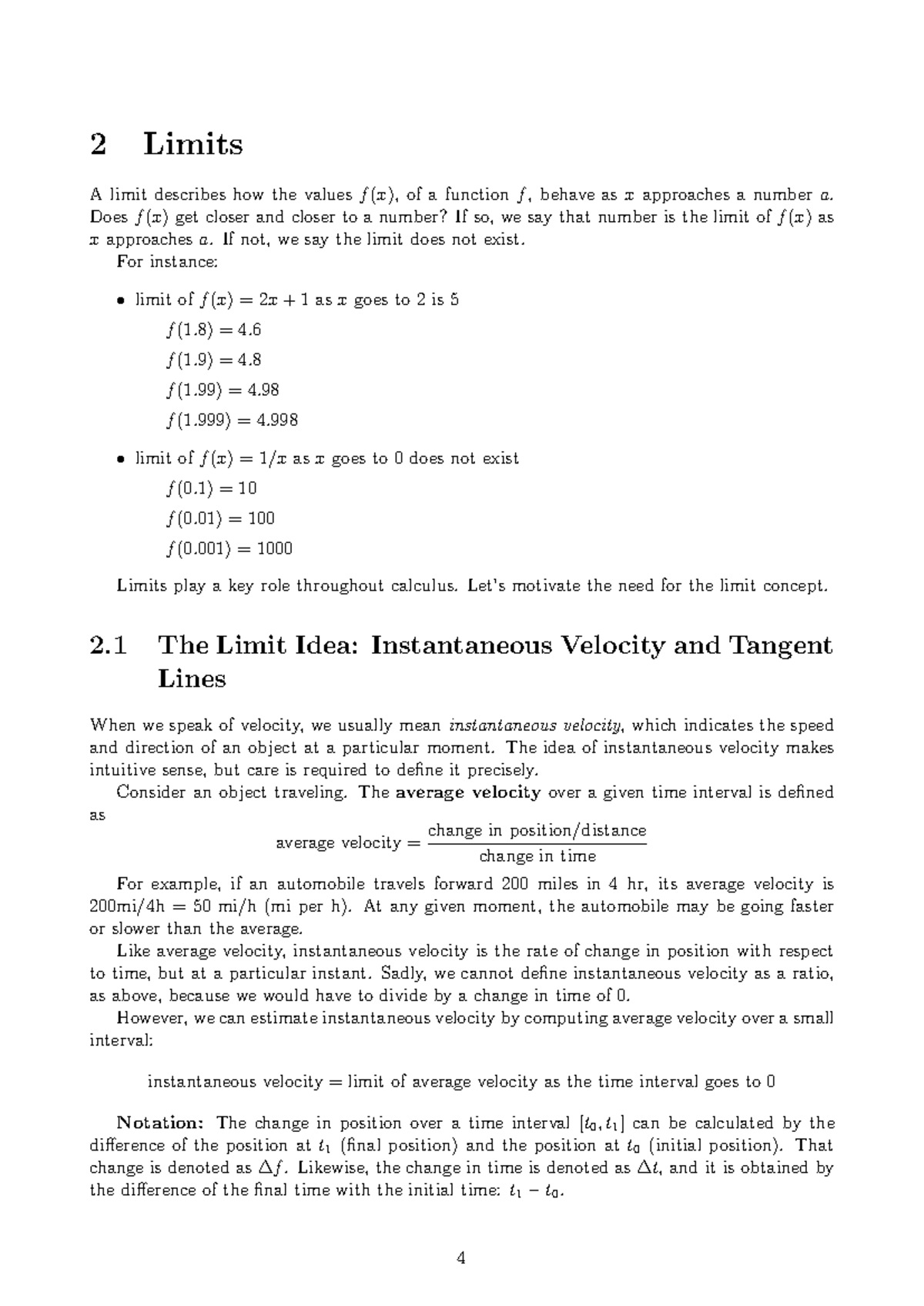 Calculus 101: Limits, Instantaneous Velocity & Tangent Lines - Studocu