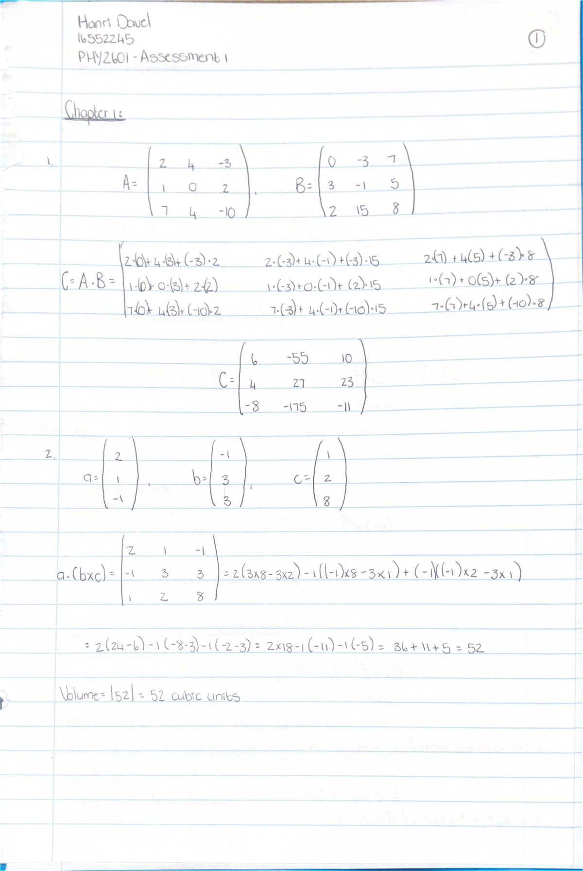 16552245 PHY2601 Assignment 1 - My Study Notes - Studocu