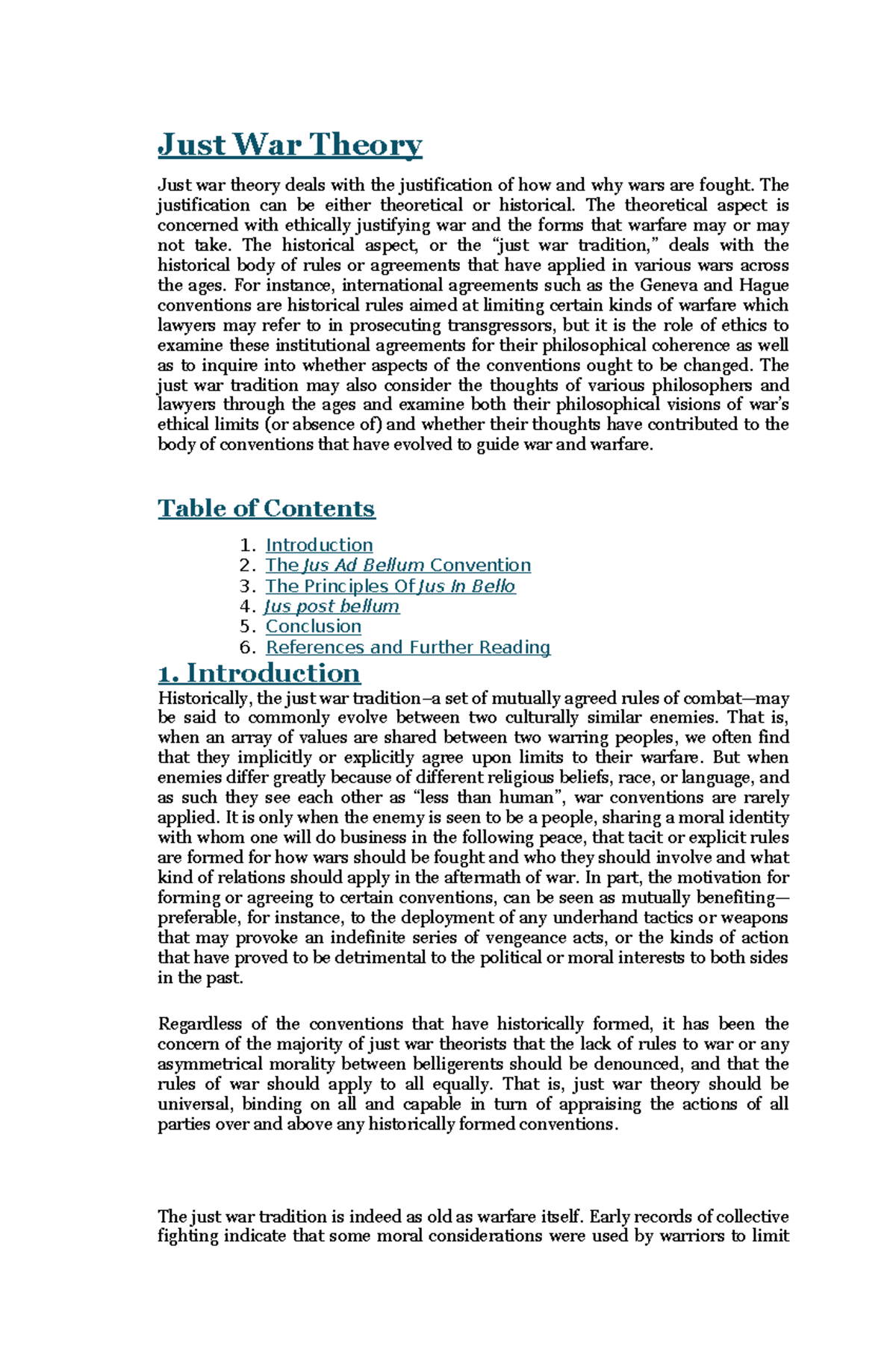 Just War Theory: Ethical Justifications and Historical Perspectives ...