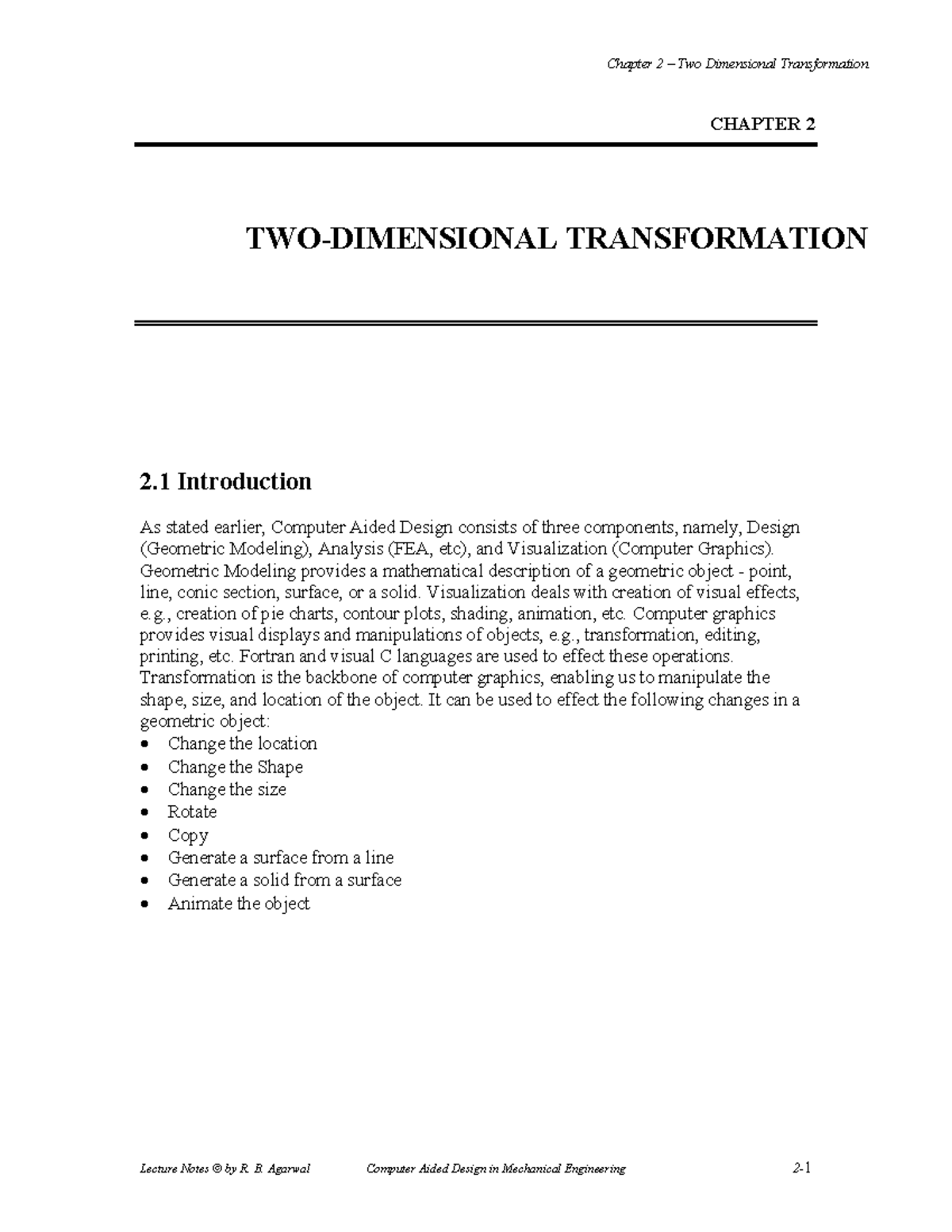 Chapter 2: Two-Dimensional Transformations in Computer Graphics - Studocu