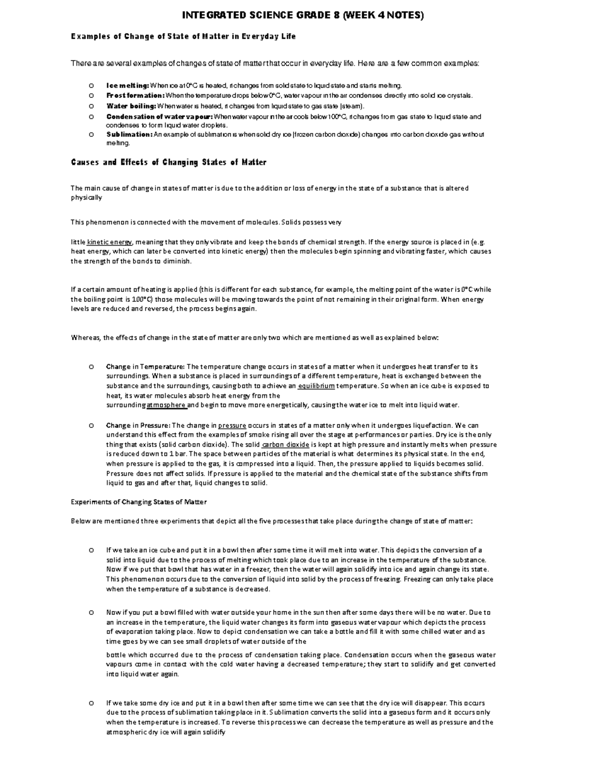 Integrated Science Grade 8- WEEK 4 Notes - INTEGRATED SCIENCE GRADE 8 ...