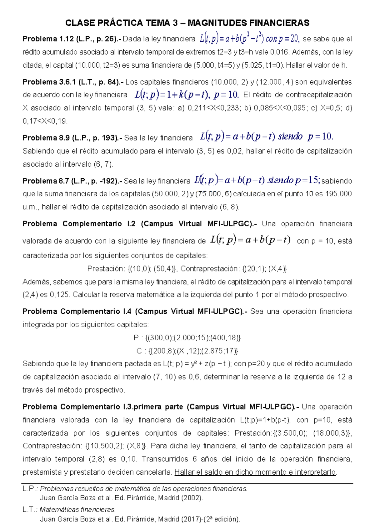 CLASE PRÁCTICA TEMA 3: MAGNITUDES FINANCIERAS y Problemas - Studocu
