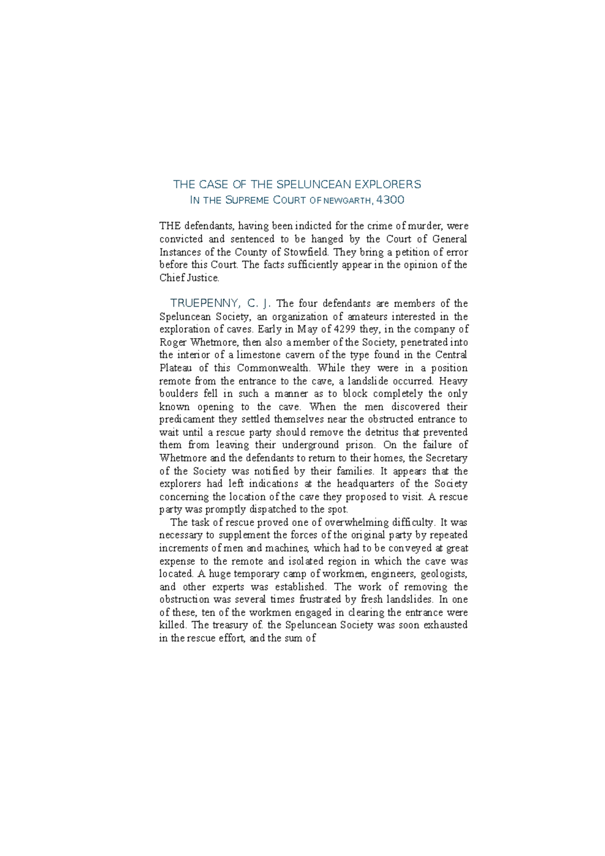 N. C. S. A. (N. S.) Case Study: The Speluncean Explorers' Dilemma - Studocu