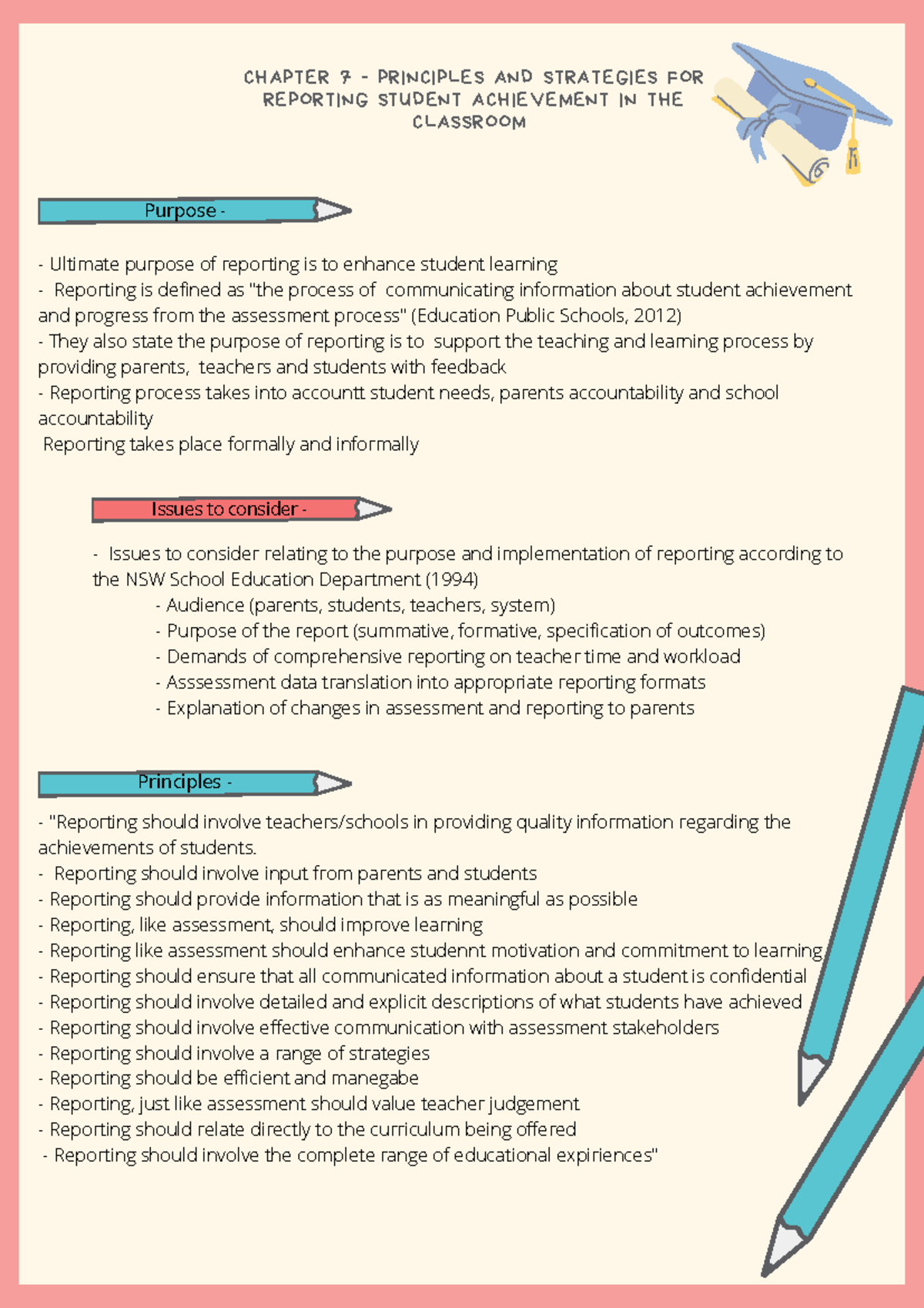 Chapter 7 - Principles and strategies for reporting student achievement ...