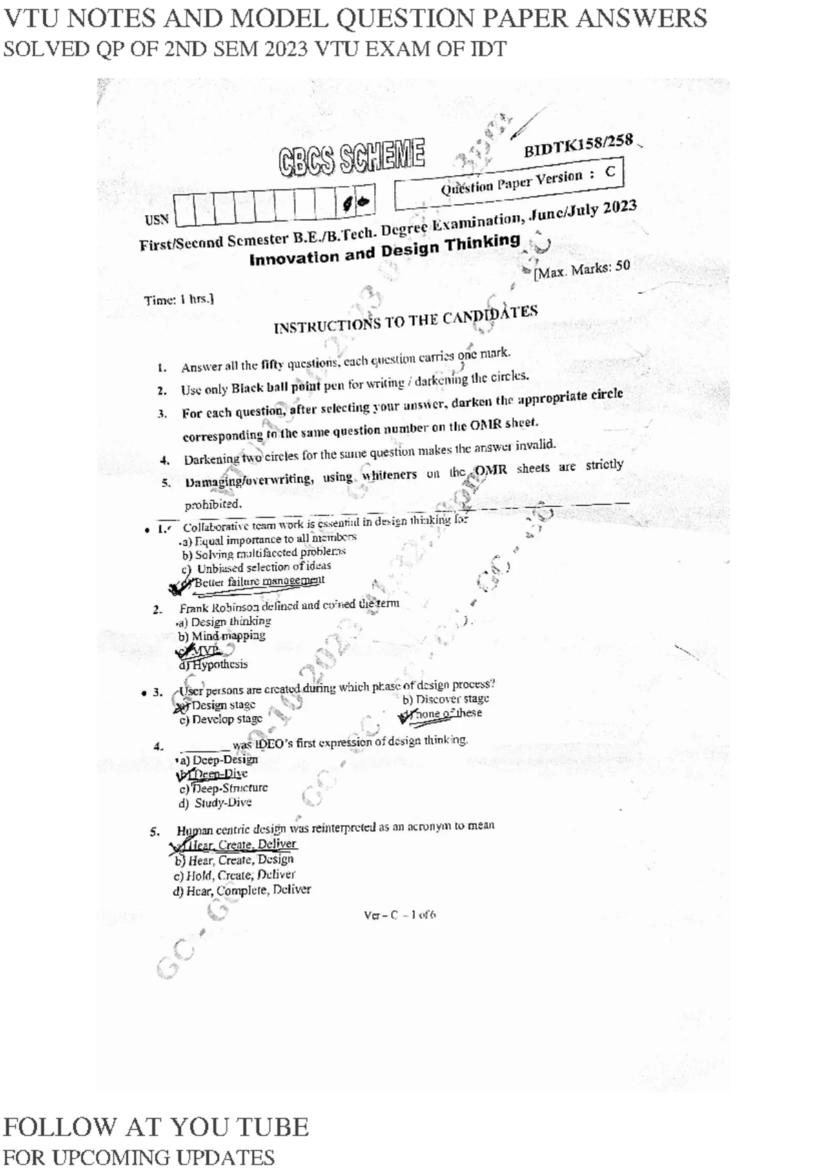 IDT3 - Solved Question Paper for 2nd Sem 2023 VTU Exam - Studocu