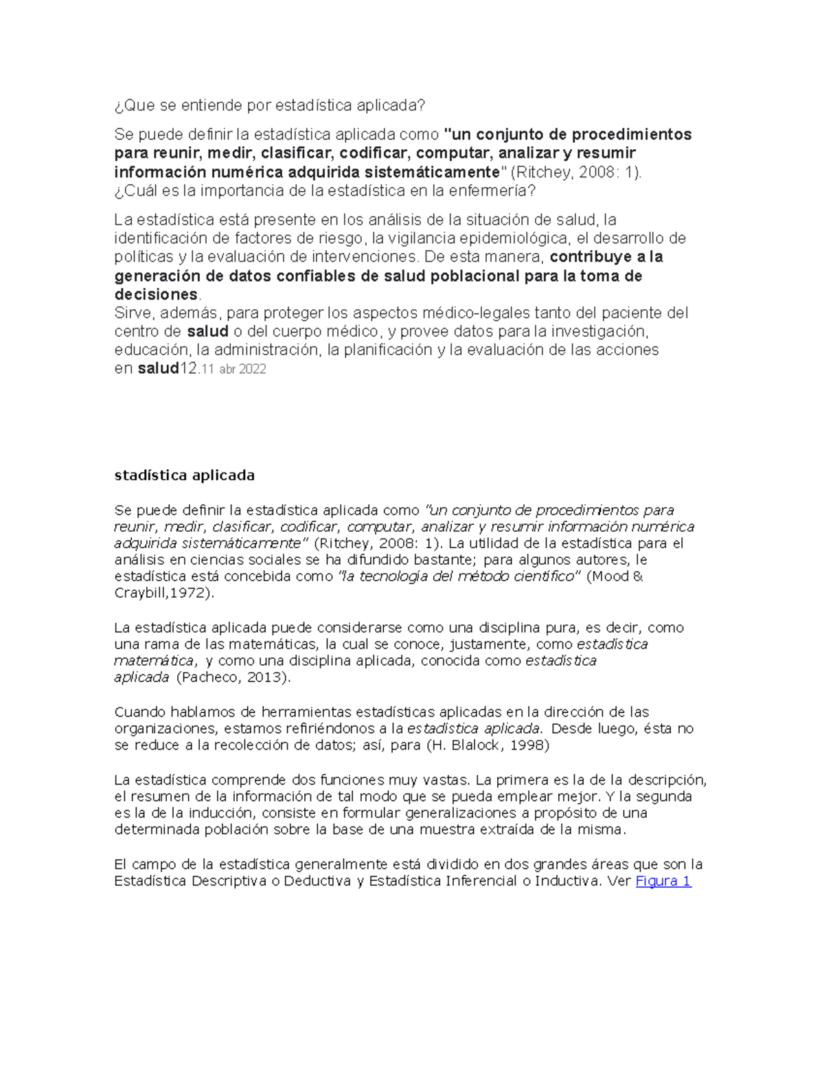 Estadística Aplicada en Ciencias de la Salud: Definición y Útiles ...