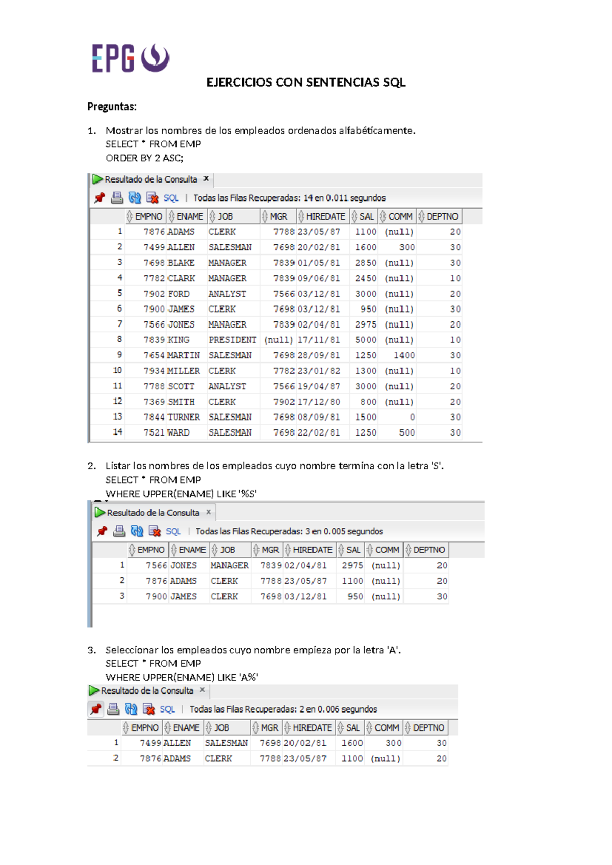 Ejercicios SQL para Empleados - Ejercicios y Consultas - Studocu