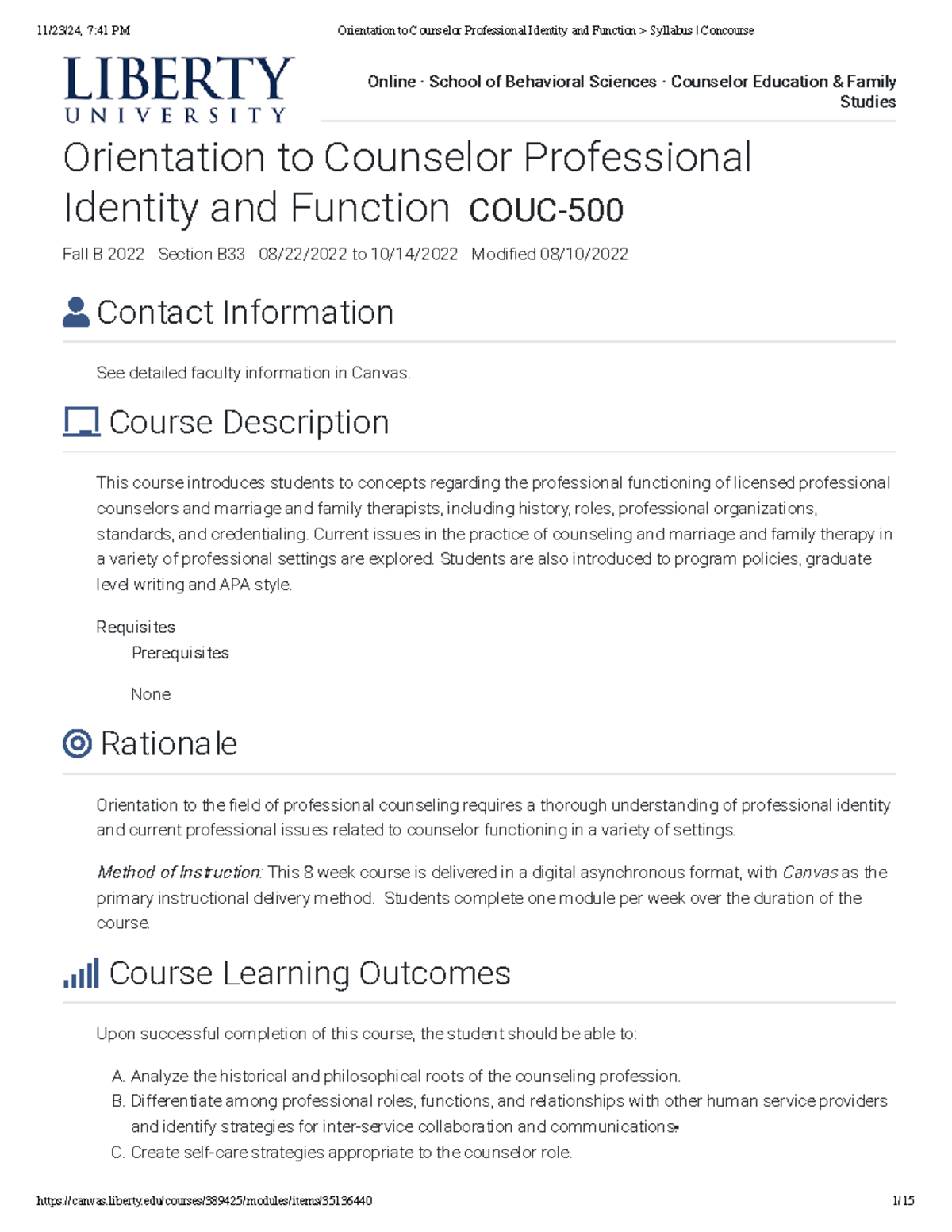 Orientation to Counseling Professional Identity COUC-Fall B 2022 - Studocu