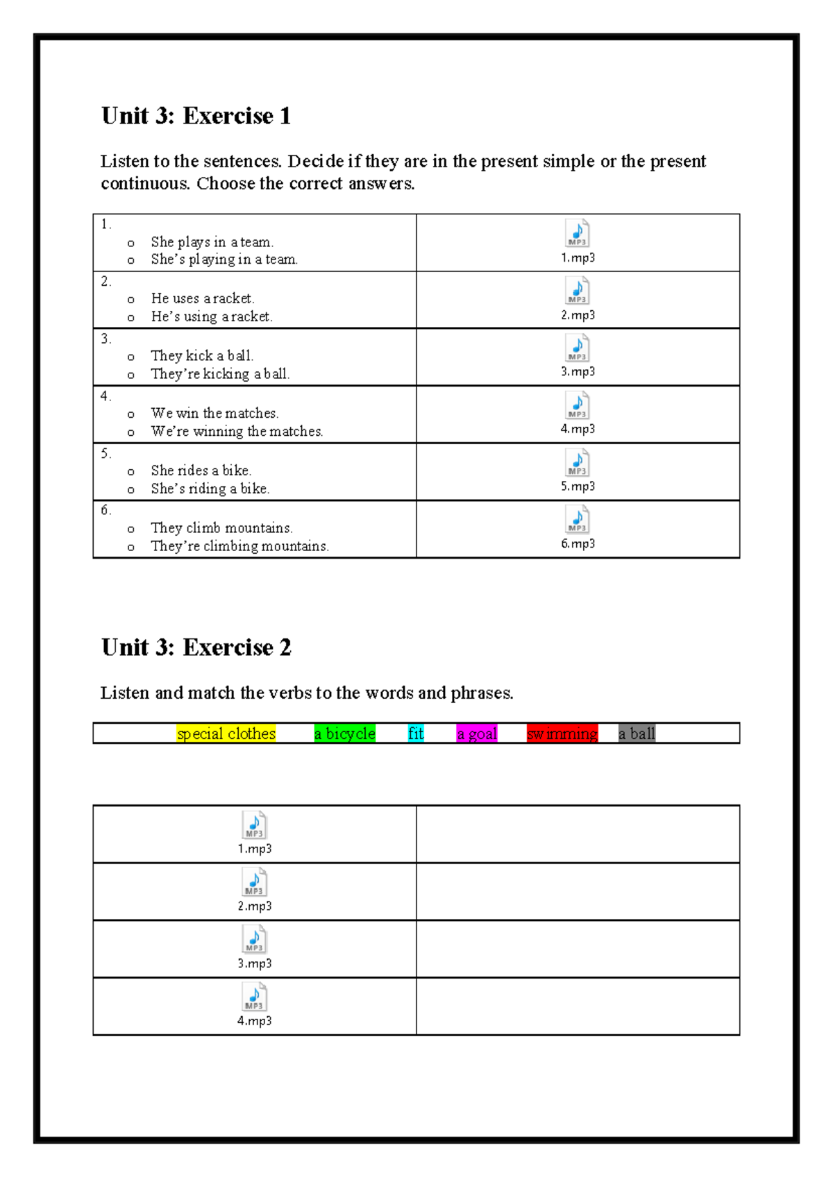 Unit 3: G&V Exercises on Present Simple & Continuous - Studocu