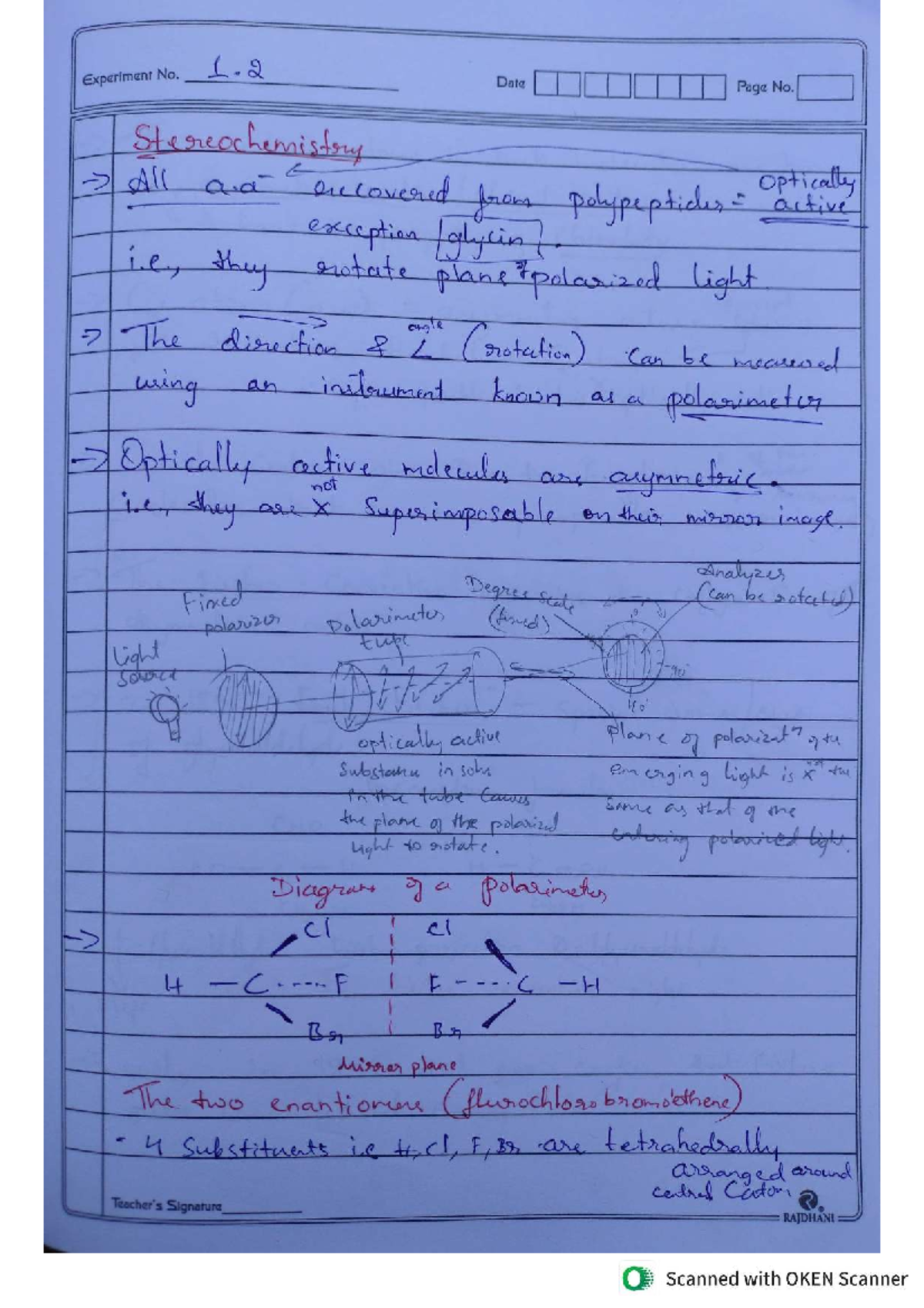Stereochemistry and Titration of Amino Acids - Experiment No. 1.2 - Studocu