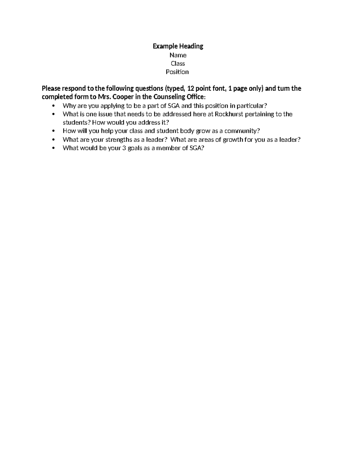 SGA Application 2022 - Ghvhjbgt - Example Heading Name Class Position ...