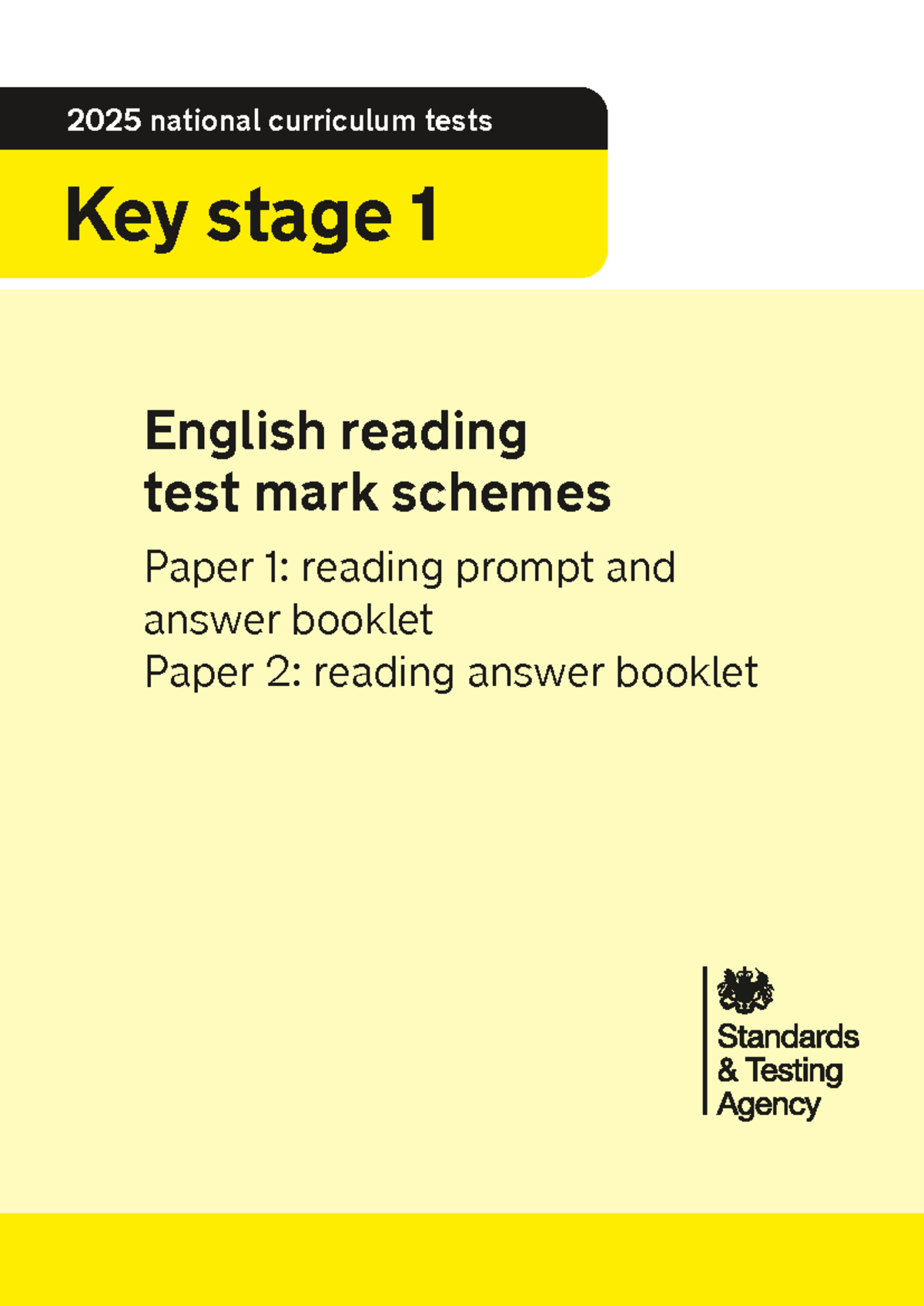 2025 KS1 English Reading Test Mark Schemes for Papers 1 & 2 - Studocu