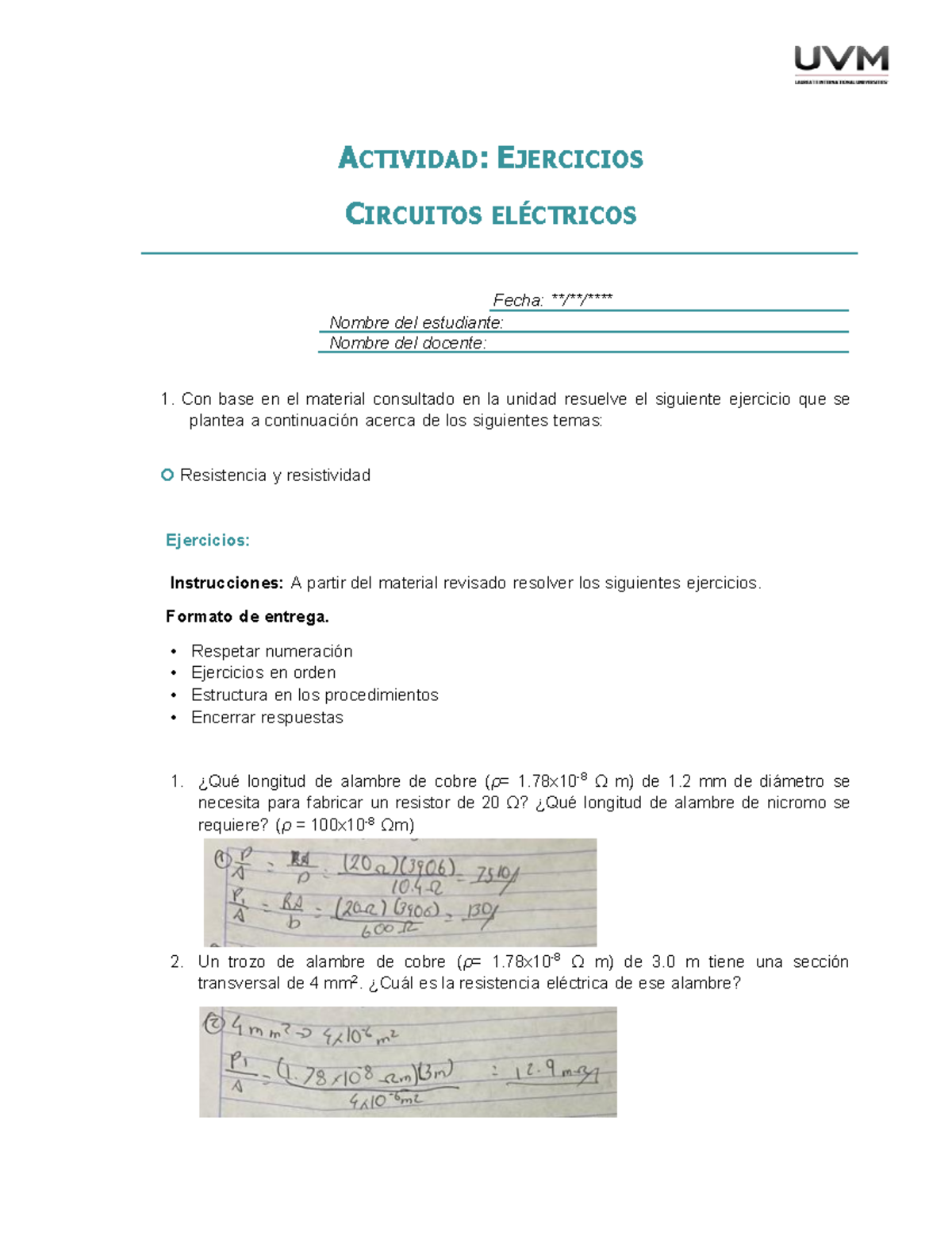 A7 OAFH - Ejercicios de Circuitos Eléctricos en Electricidad y ...