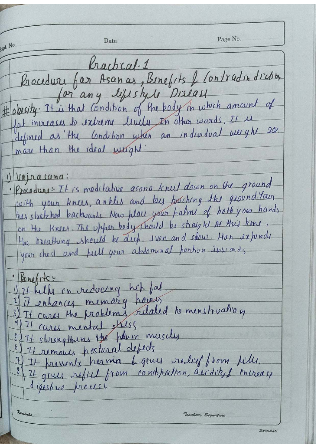 Physical Education Practical File: Asanas & Benefits (PE101) - Studocu