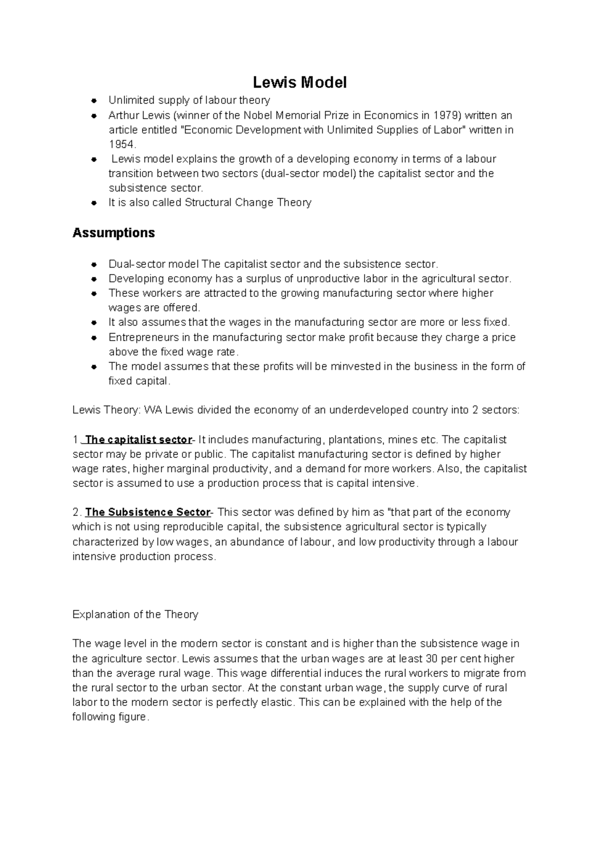 Lewis Model Summary: Understanding Dual-Sector Growth in BA Economics ...