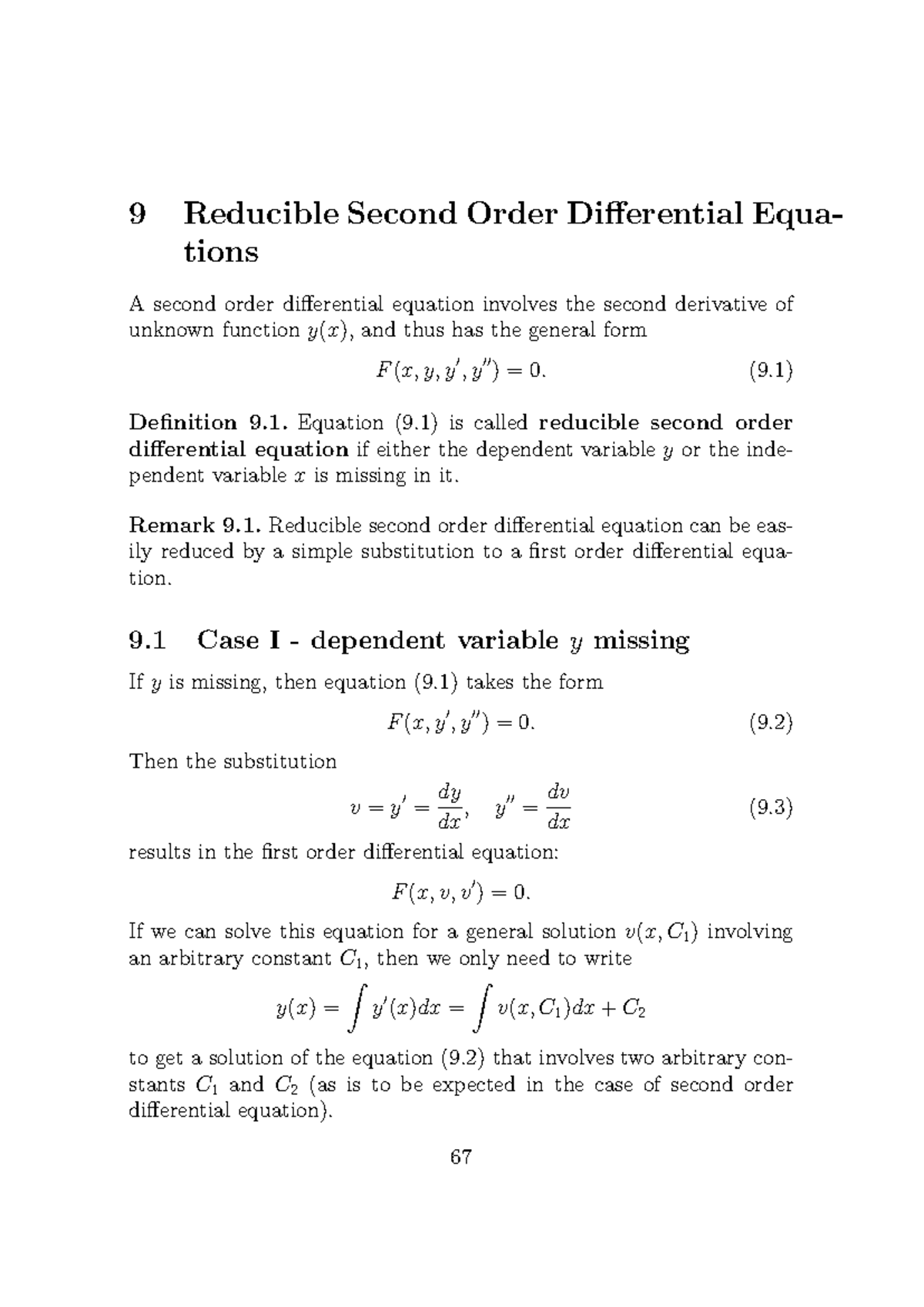 Lecture 9: Reducible Second Order Differential Equations Explained ...
