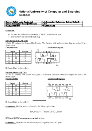 Lab 9 - DLD Lab - none - LAB 9 OBJECTIVES: To learn and understand how to design a multiple ...
