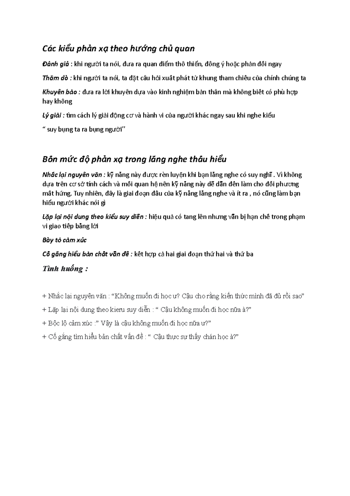 Ky nang mem noi dung thuyet trinh - Các ki u ph n x theo h ng ch quan ểảạướủ Đánh giá : khi ng i ...