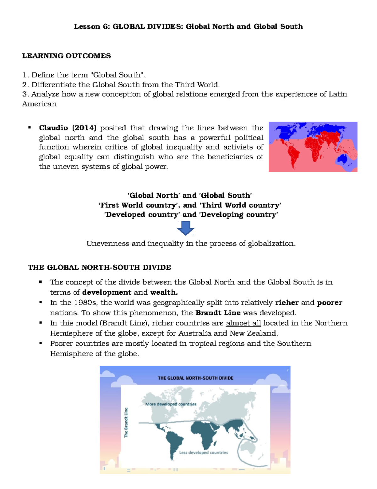 Lesson 6 Global Divides - The Contemporary World - PangSU - Studocu