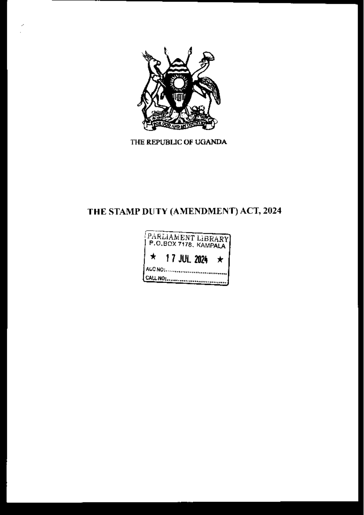Stamp Duty (Amendment) Act, 2024 - Legislative Overview - Studocu