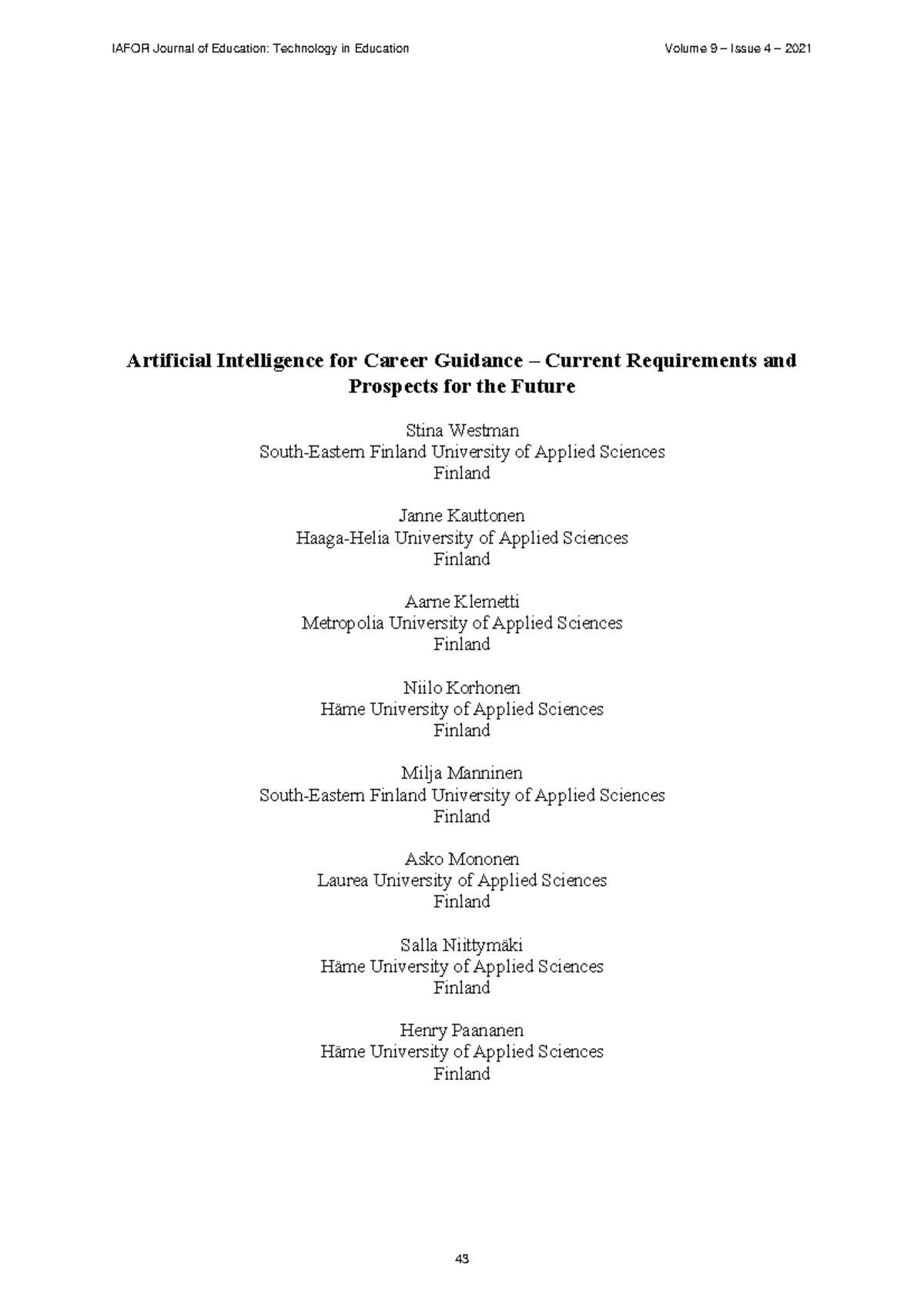 Exploring AI in Career Guidance: Current Needs & Future Prospects - Studocu
