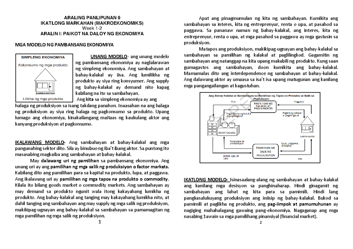 AP 9 Ikatlong Markahan: Makroekonomiks - Paikot na Daloy ng Ekonomiya ...