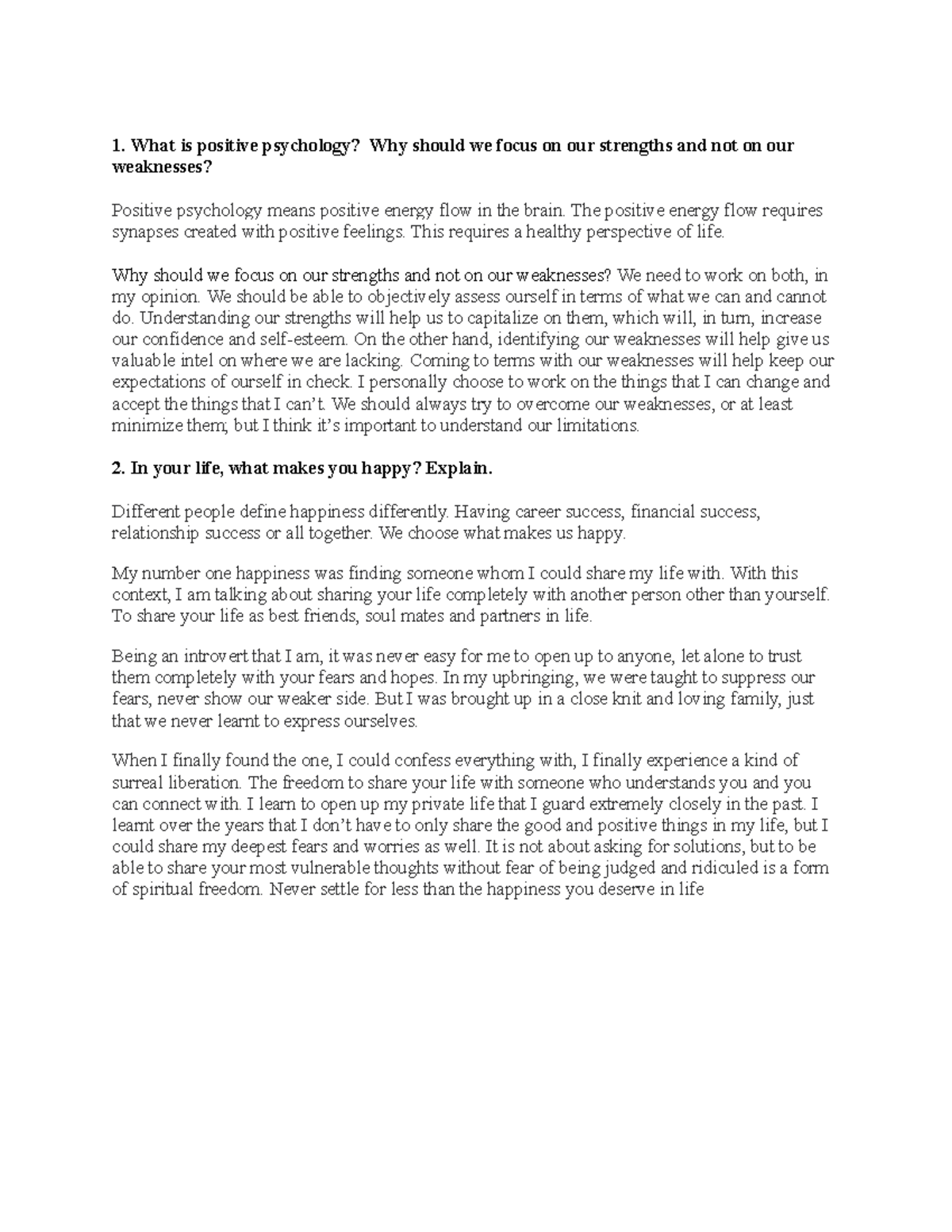 Assignment 1 - RCE18 - What is positive psychology? Why should we focus ...