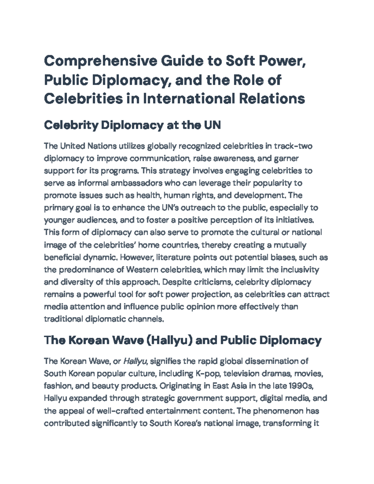 Comprehensive Guide to Celebrity Diplomacy & Soft Power Strategies ...