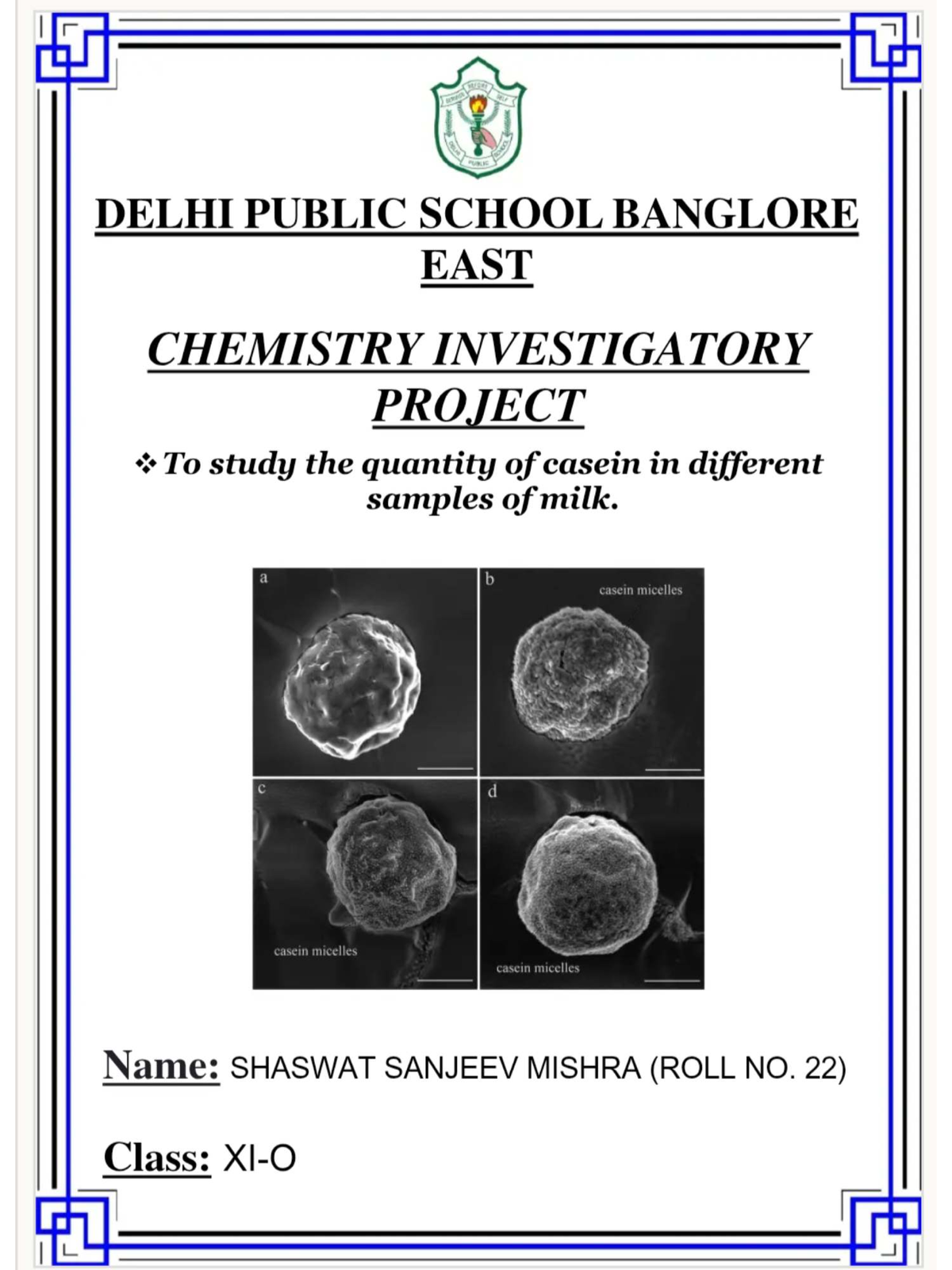 Chemistry Investigatory Project: Casein Analysis in Milk Samples (Class ...