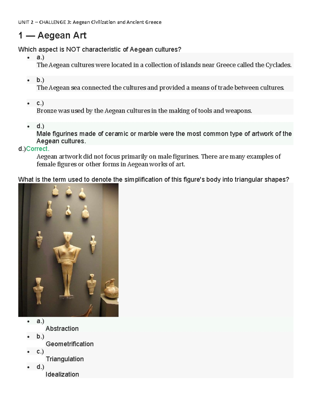 Challenge 3 - 1 — Aegean Art 2 — Minoan Art 3 — Mycenaean Art 4 ...