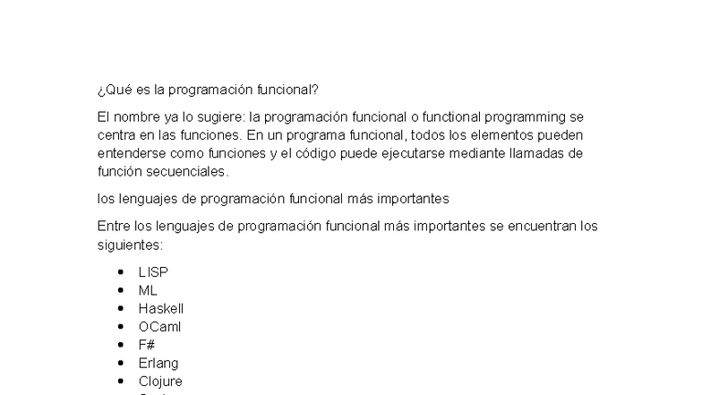 Lenguajes de Programación Funcional: LISP, Scala y Más - Studocu