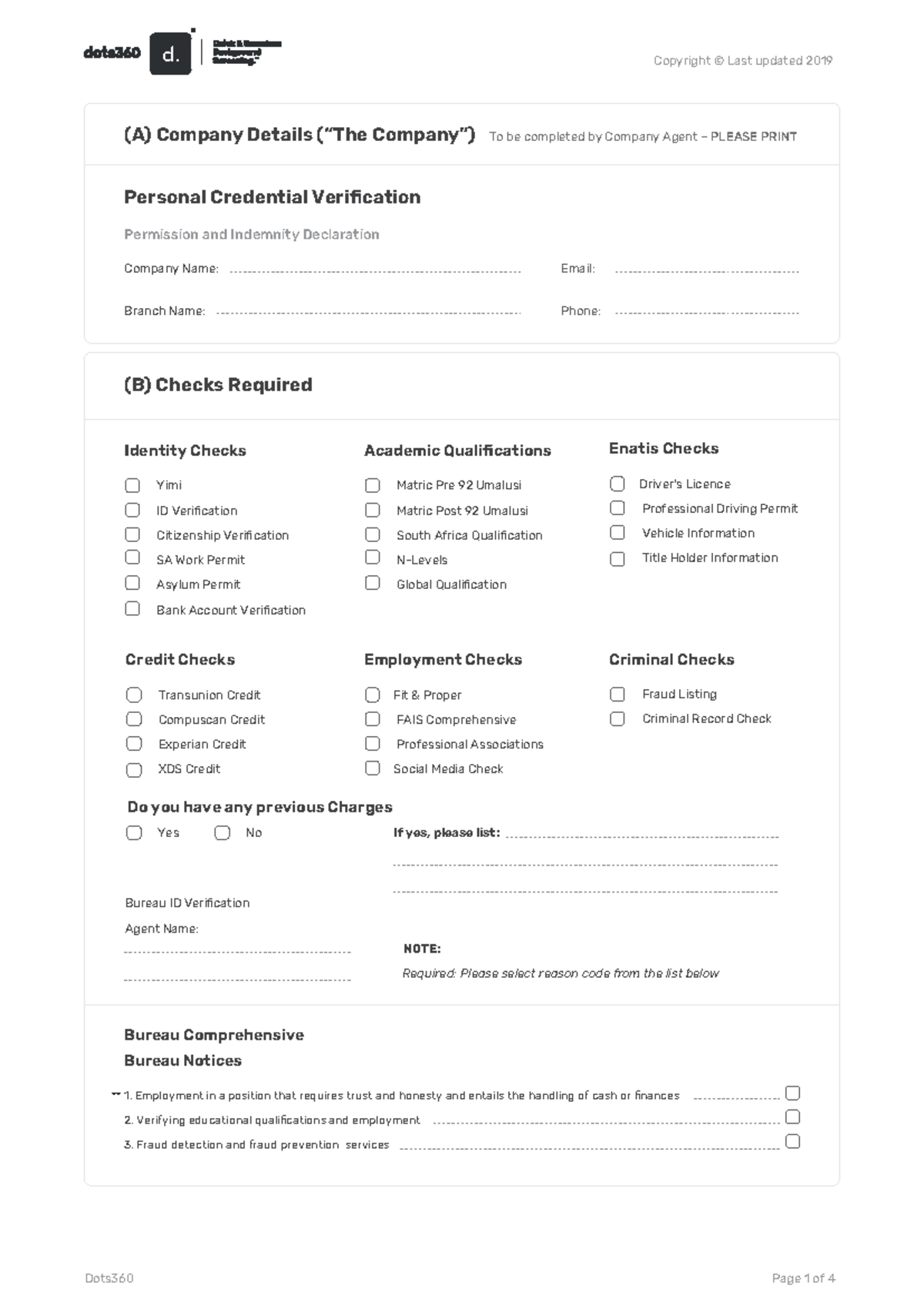 Dots 360 Consent Form & Credential Verification Checklist v4 - Studocu