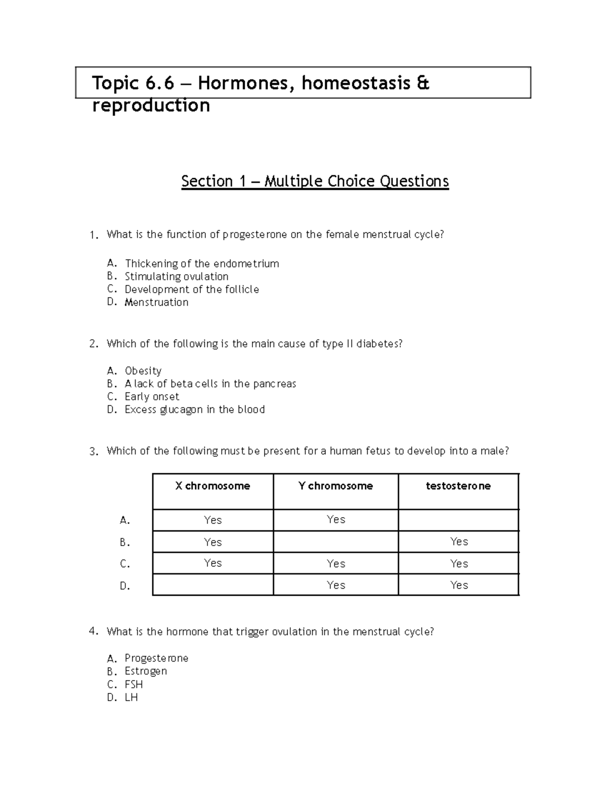 6 - zccc - Topic 6 – Hormones, homeostasis & reproduction Section 1 ...