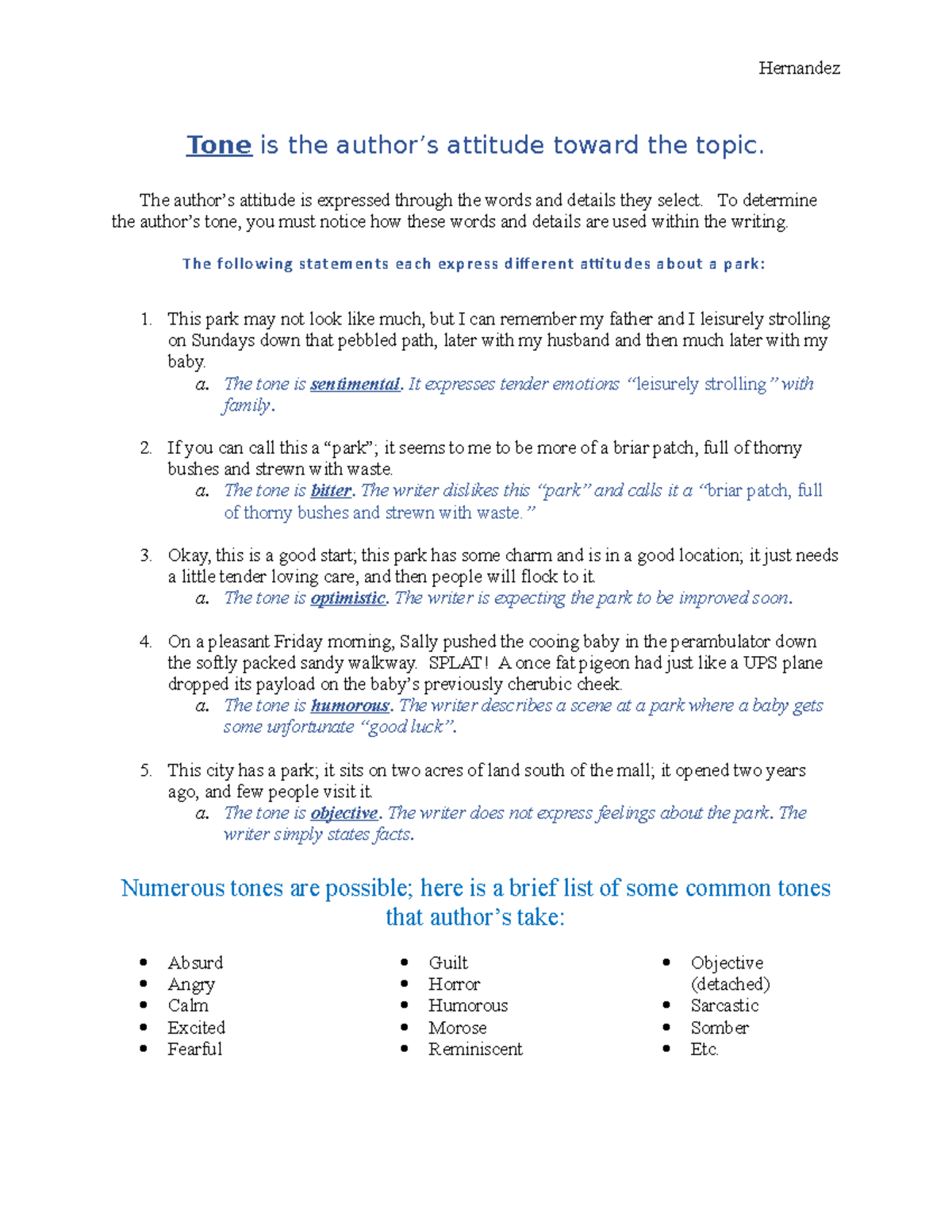 Tone Practices - Practice material for tone - Tone is the author’s ...