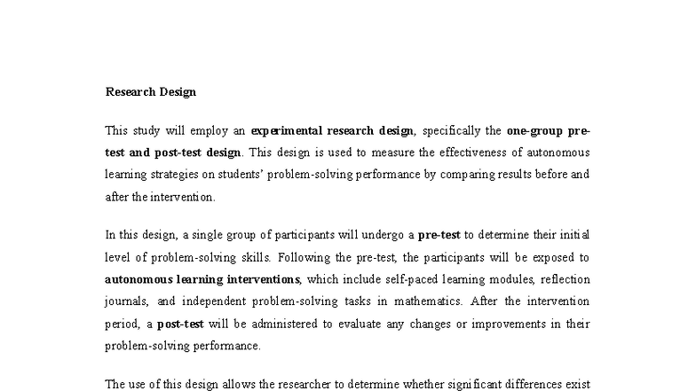 BSED 2nd Sem: Research Design & Sampling for Autonomous Learning Study - Studocu