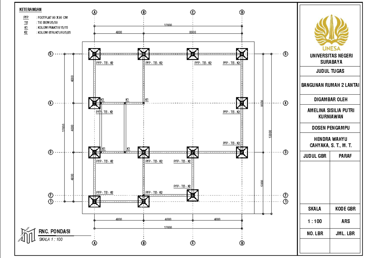 Rencana Pondasi PFP-TB-K2 untuk Bangunan Rumah 2 Lantai - Studocu