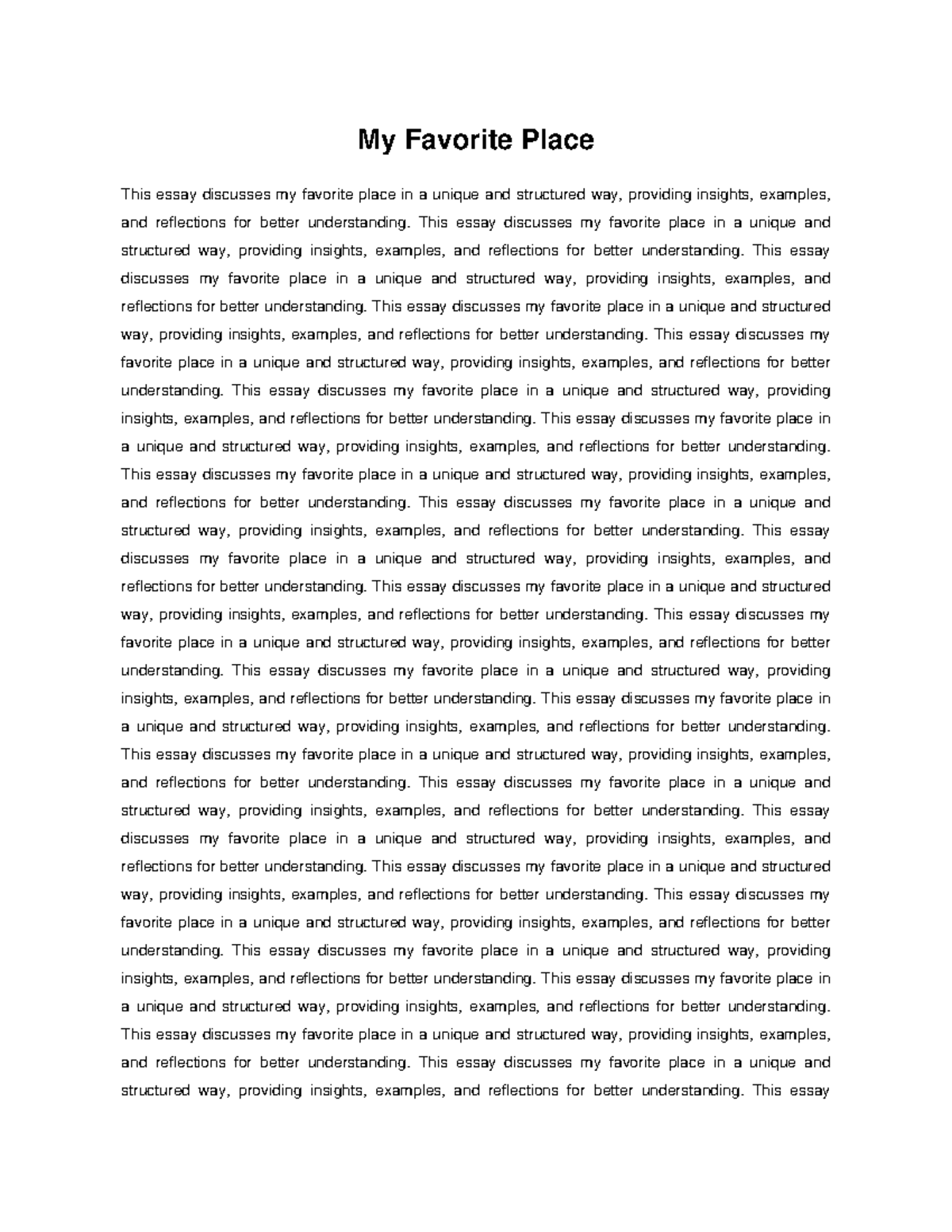 Essay on My Favorite Place: Insights and Reflections - Studocu